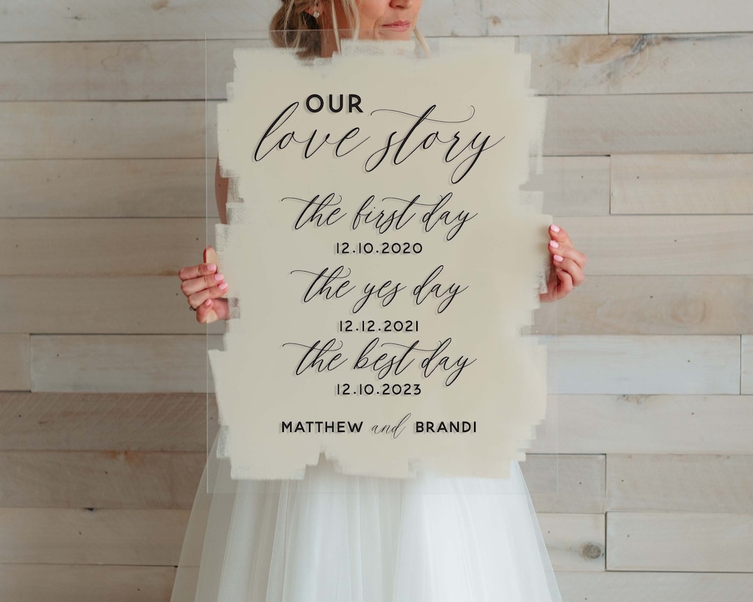 Acrylic Love Story Timeline Wedding Sign, Milestone Dates, Modern Decor ...