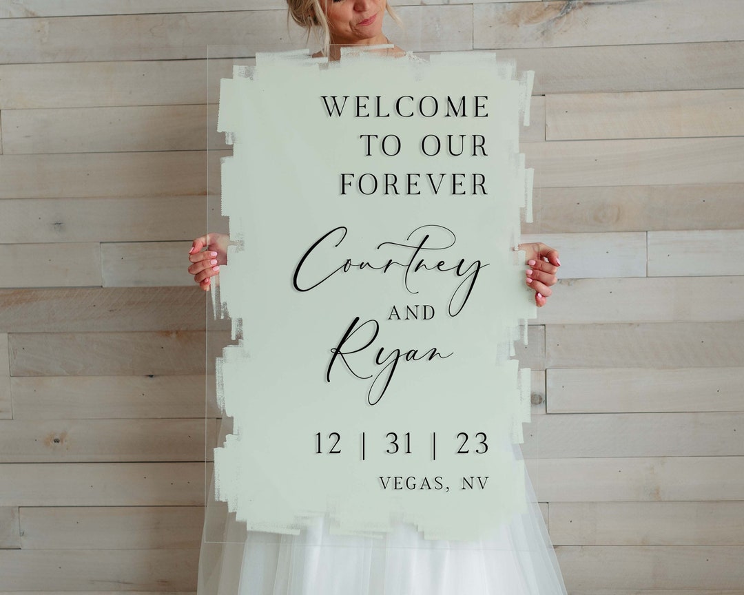 Acrylic Wedding Welcome Sign, Bride and Groom, Modern Decor, Clear ...
