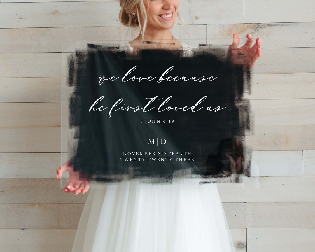 Acrylic Bible Verse Wedding Sign, Couples Initials & Date, Modern ...