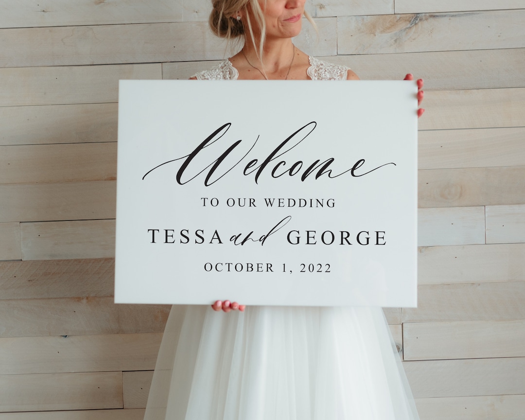 Acrylic Wedding Welcome Sign, Bride and Groom, Modern Decor, Clear ...