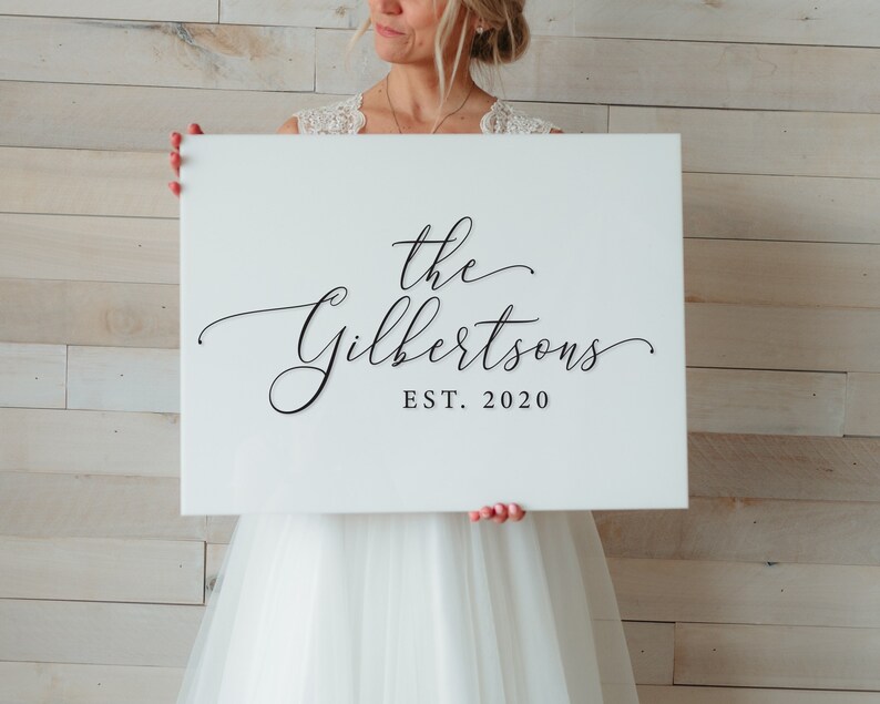 Acrylic Family Name Established Year Sign Modern Decor - Etsy