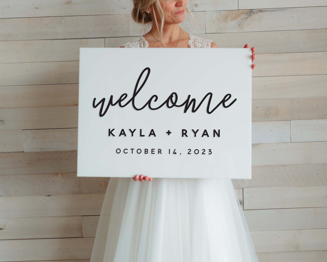 Acrylic Wedding Welcome Sign, Bride and Groom, Modern Decor, Clear ...