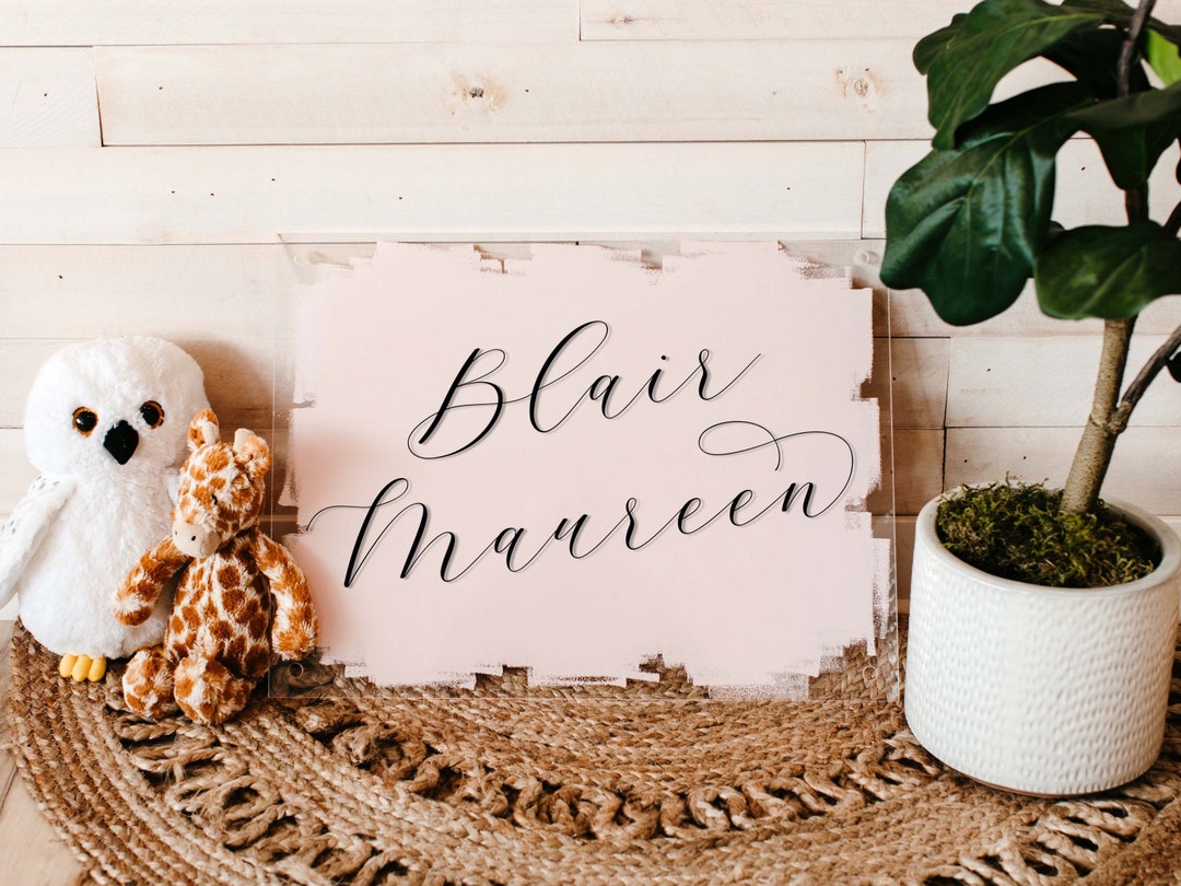 Baby Girl Name Script | Custom Nursery Decor, Painted Back Acrylic With ...