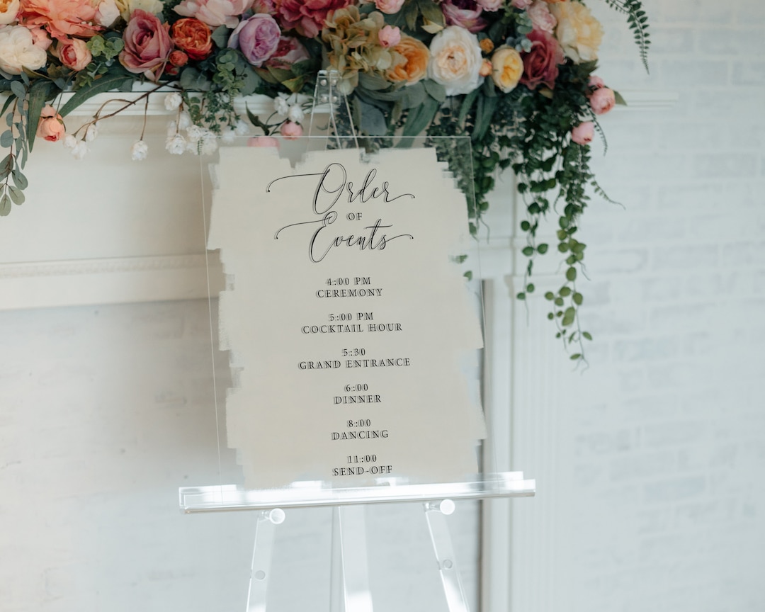 Acrylic Order of Events Sign, Wedding Timeline, Modern Decor, Clear ...