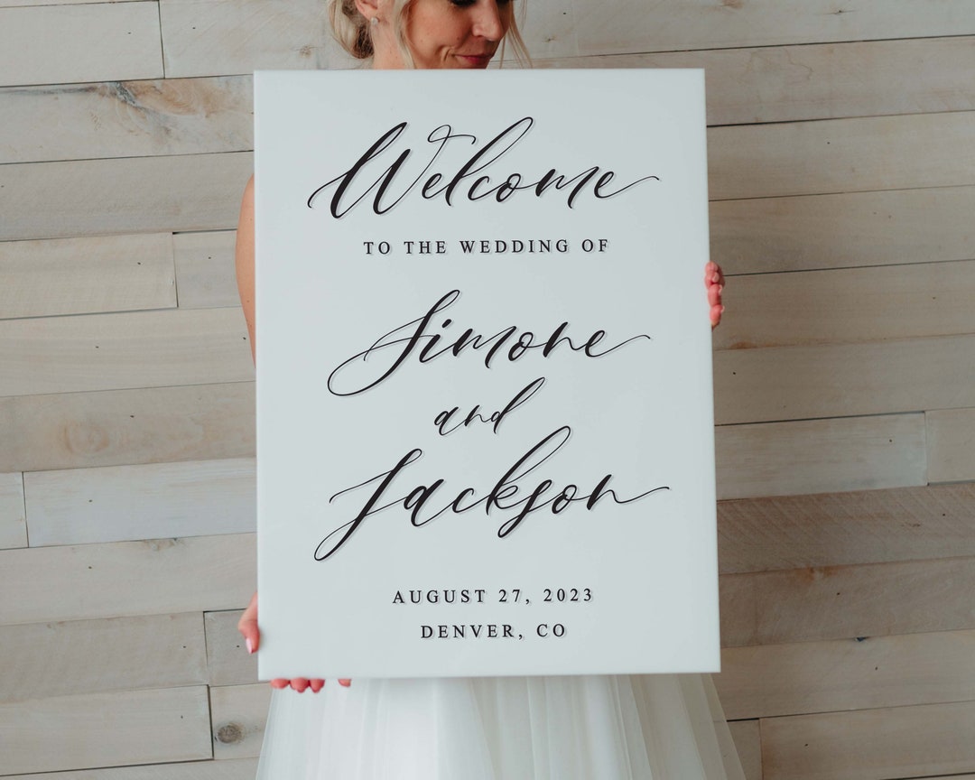 Acrylic Wedding Welcome Sign, Bride and Groom, Modern Decor, Clear ...