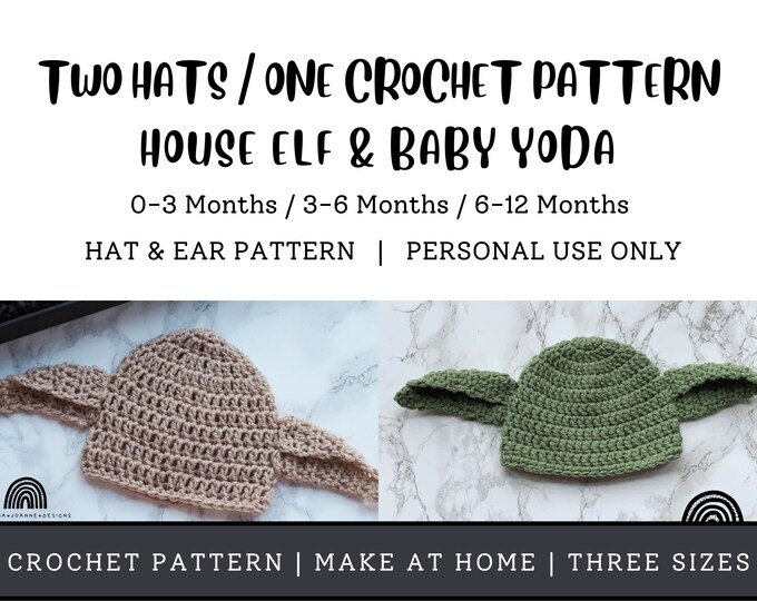 Crochet Pattern - Bestselling Grogu / Elf Hat | Beginner - Intermediate ...