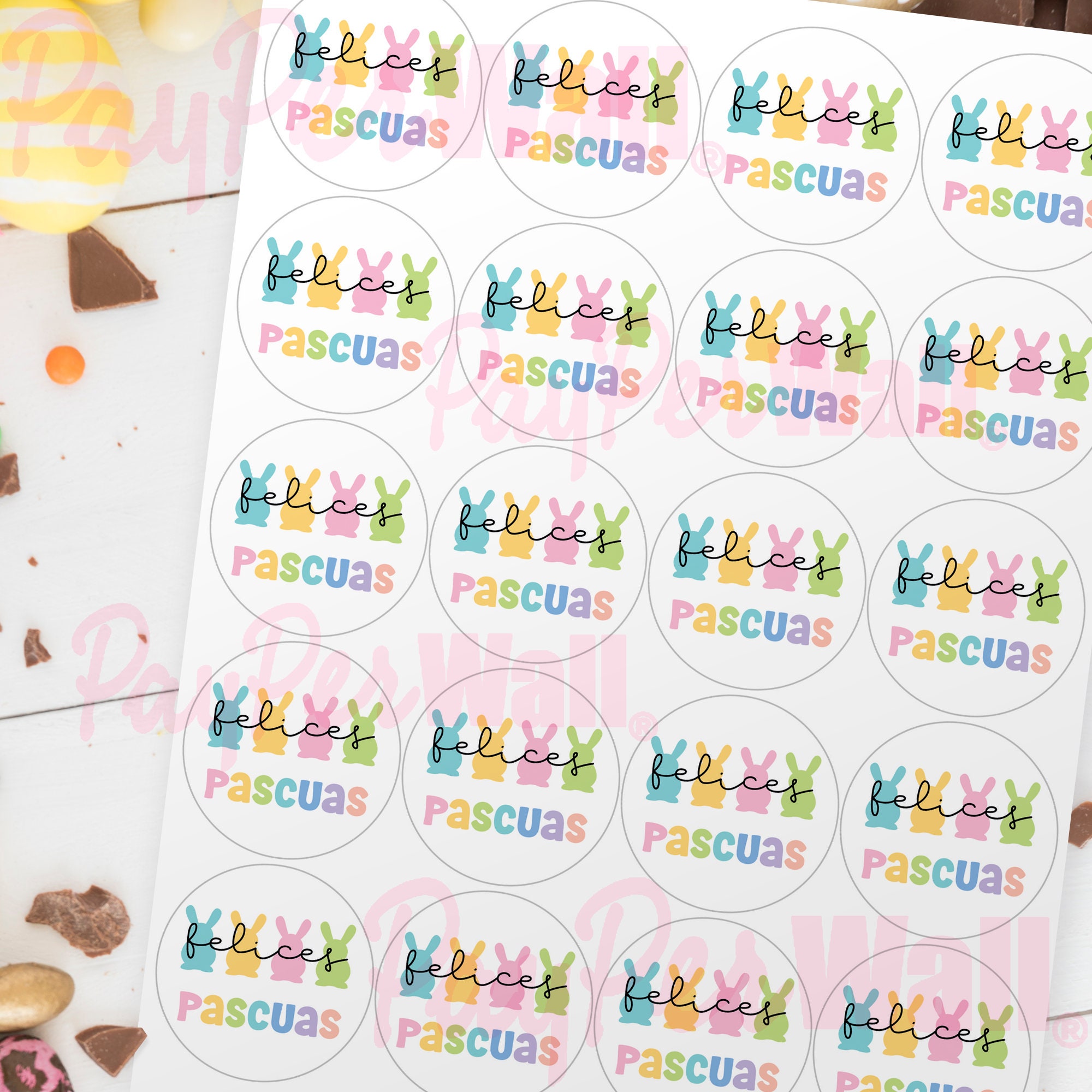 Felices Pascuas Pastel Easter Printable Circle Tags Cupcakes Toppers ...