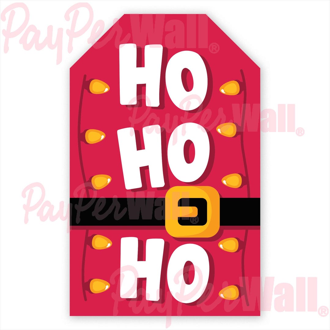 Ho, Ho, Ho! Santa - Christmas Tag - Printable - Rectangle Tags - Gift ...