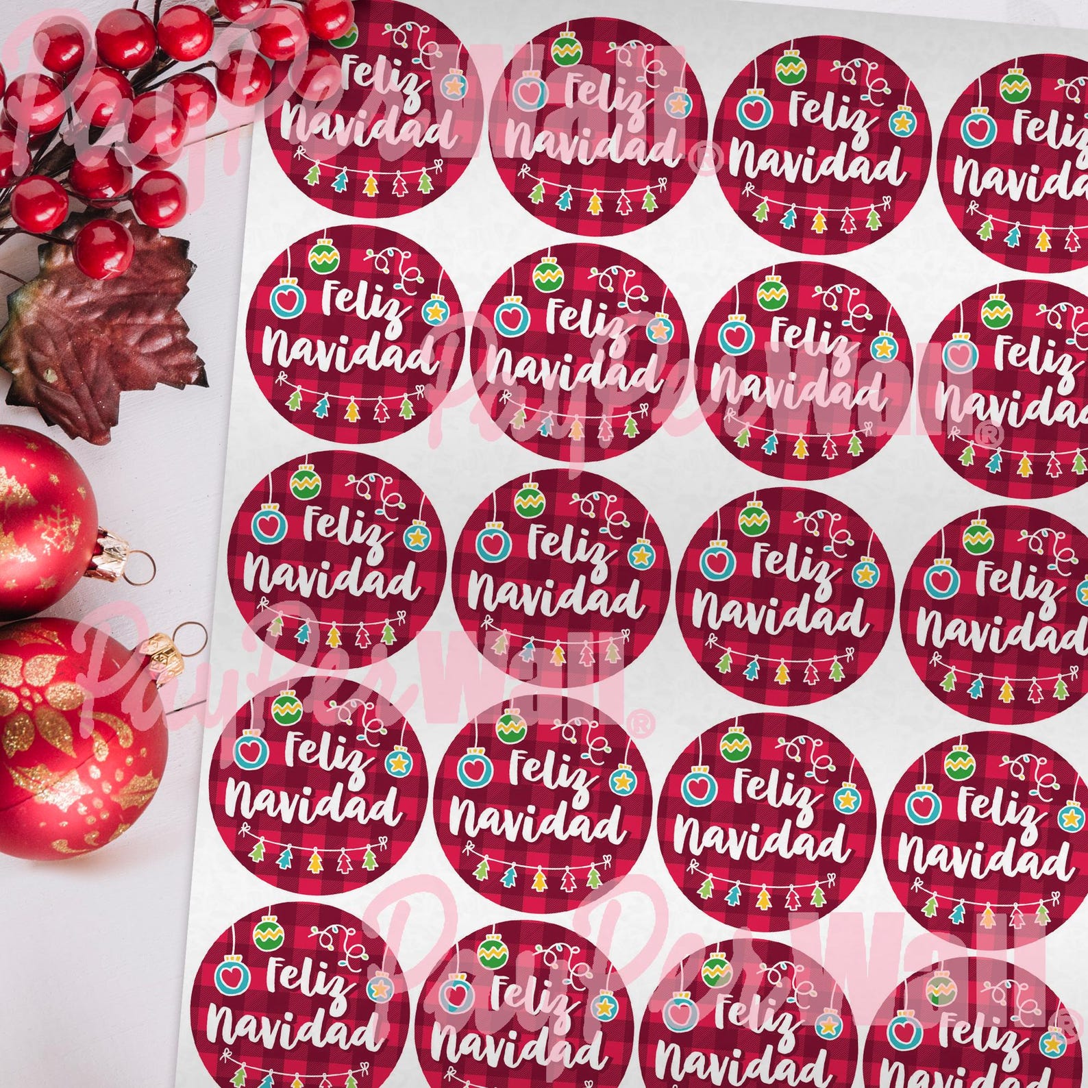 Feliz Navidad Christmas Tags – Printable Circle Cookie Toppers (PDF) - Etsy