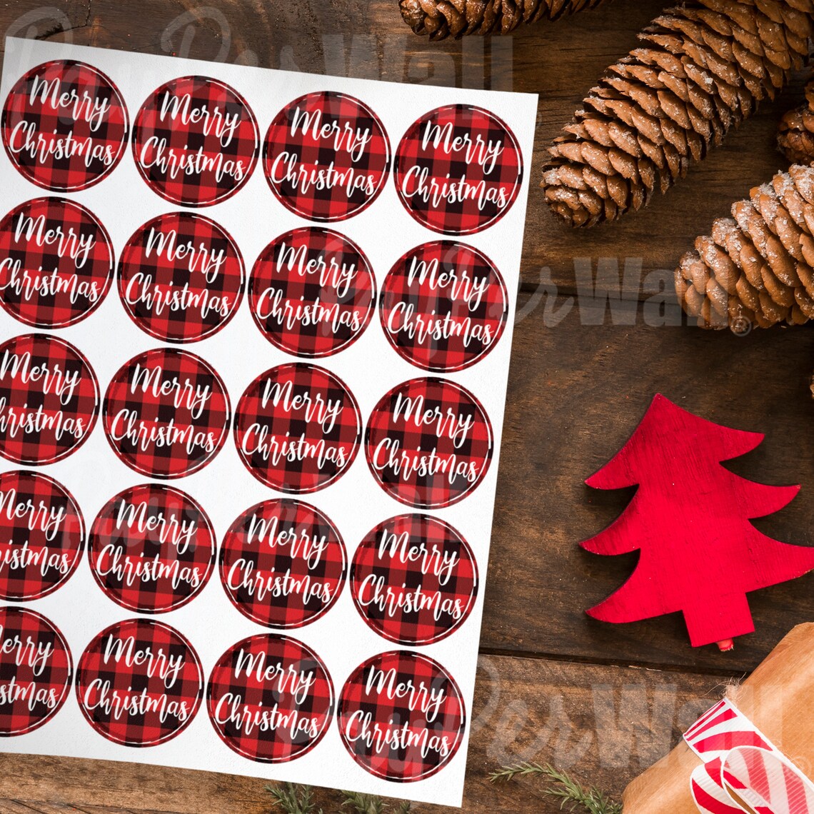 Merry Christmas Flannel Christmas Tags Printable Circle Tags Cupcakes ...