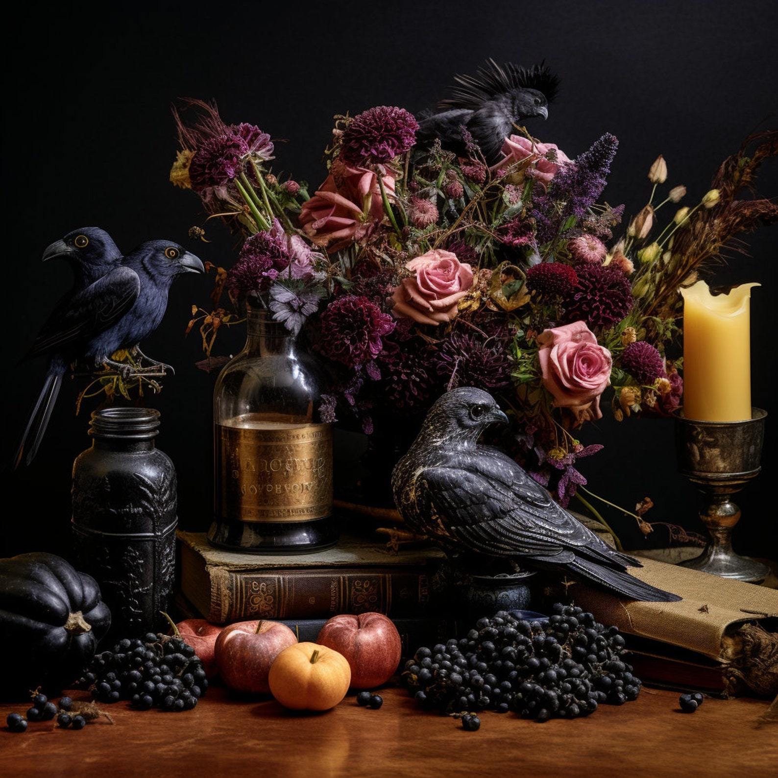 Spooky Floral Art Print Digital Download Halloween Decor Gothic Flower ...