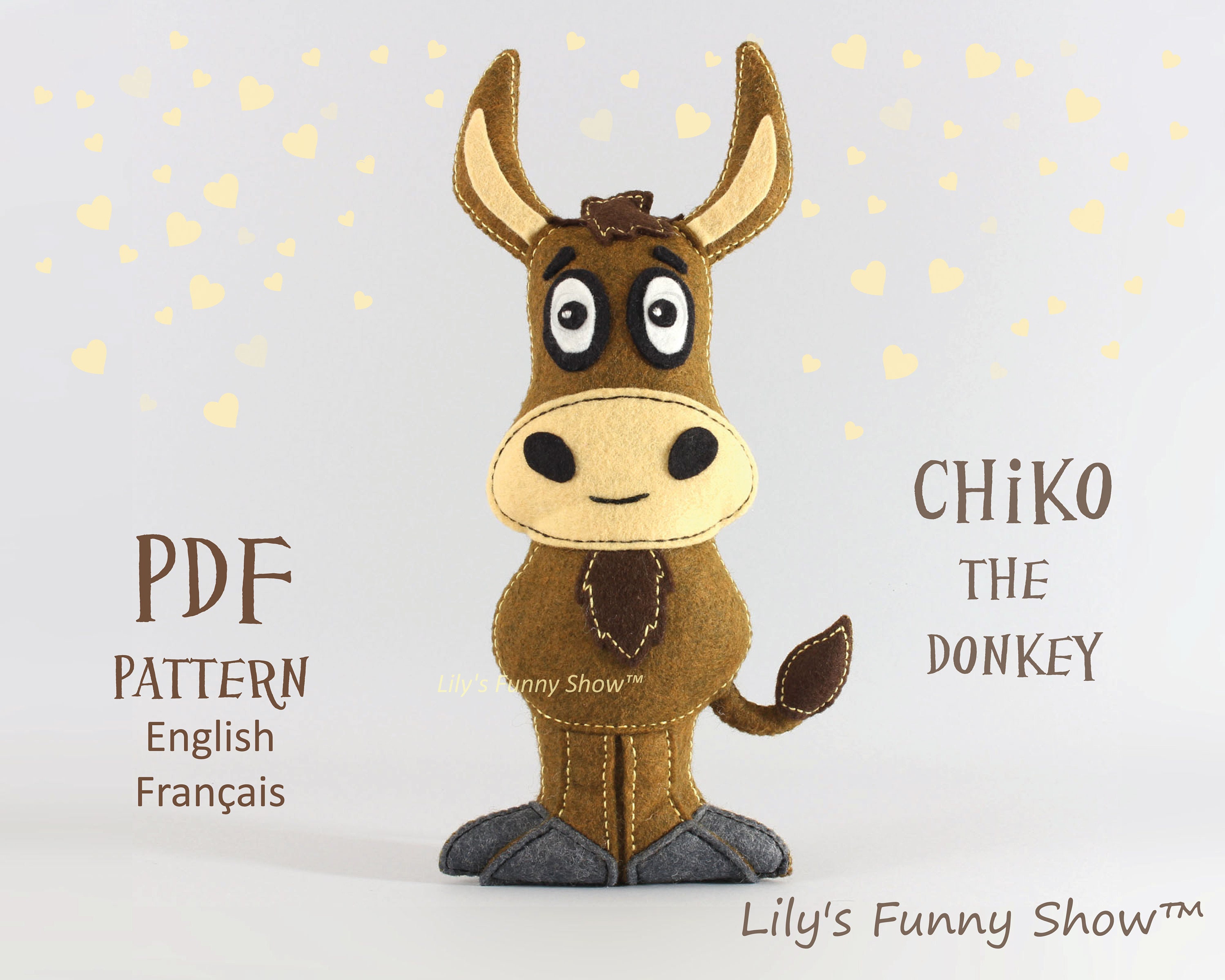 Donkey Sewing Pattern Felt PDF pattern Instant Download | Etsy