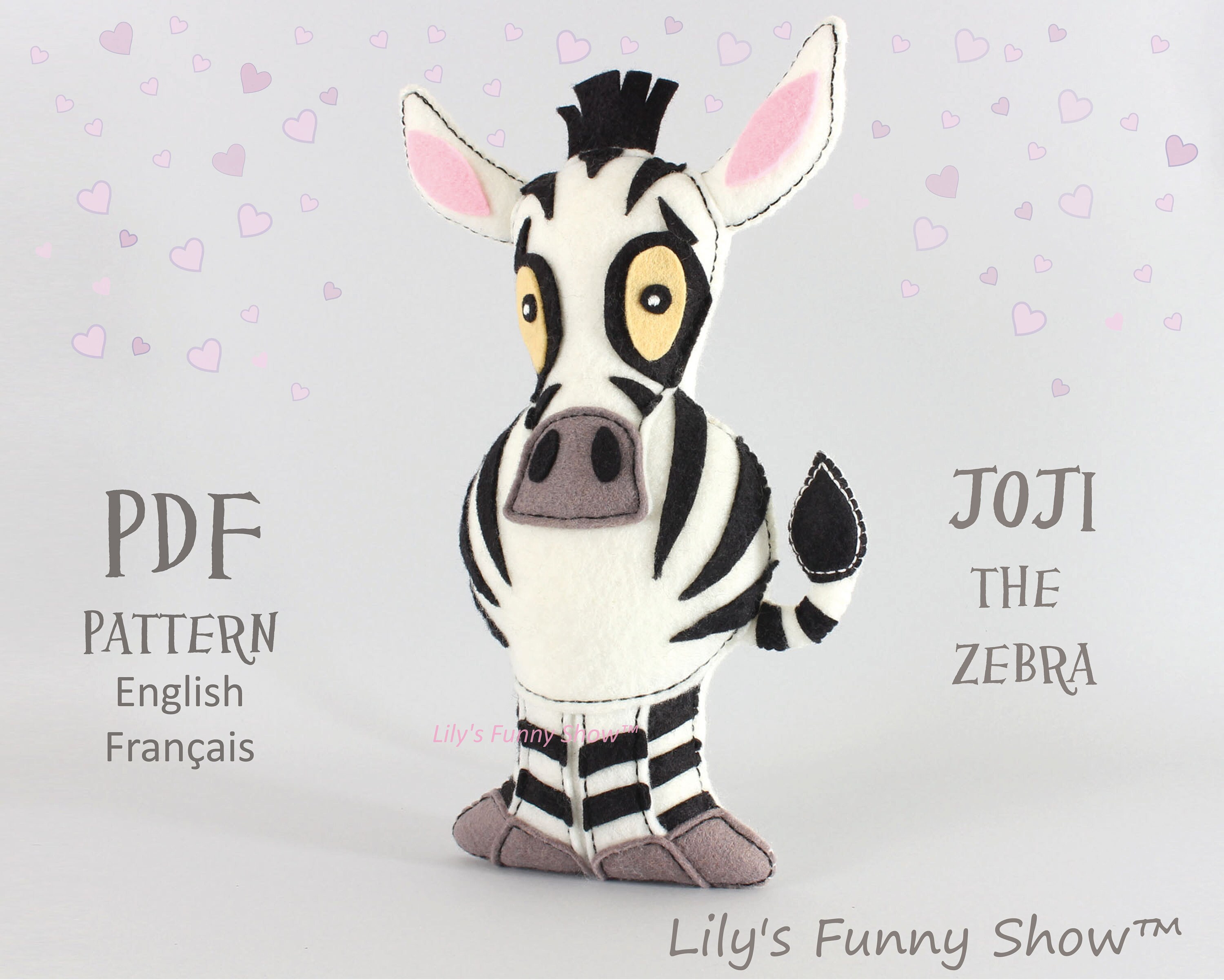PDF Pattern Felt Zebra Sewing Plush Felt Animal PDF - Etsy Ireland