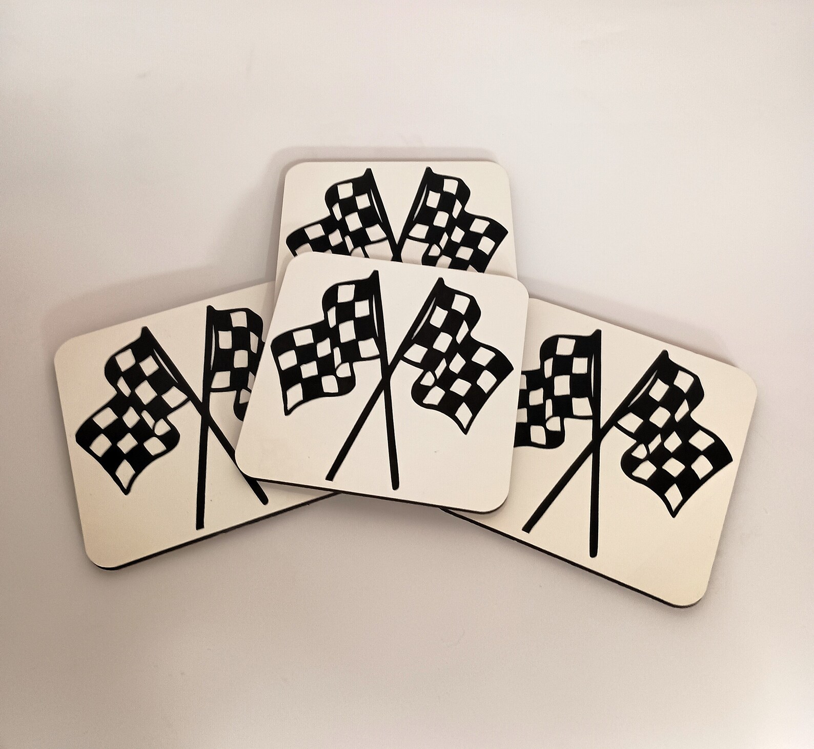 Checkered Flag Coasters: Racing Fan Gift, Set of 4 - Etsy