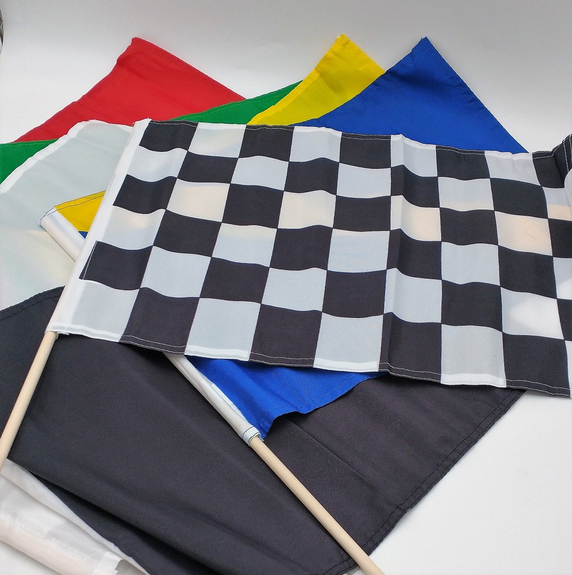 Personalized Racing Flags Set: Kids Pretend Play Toy With Carrying Bag ...