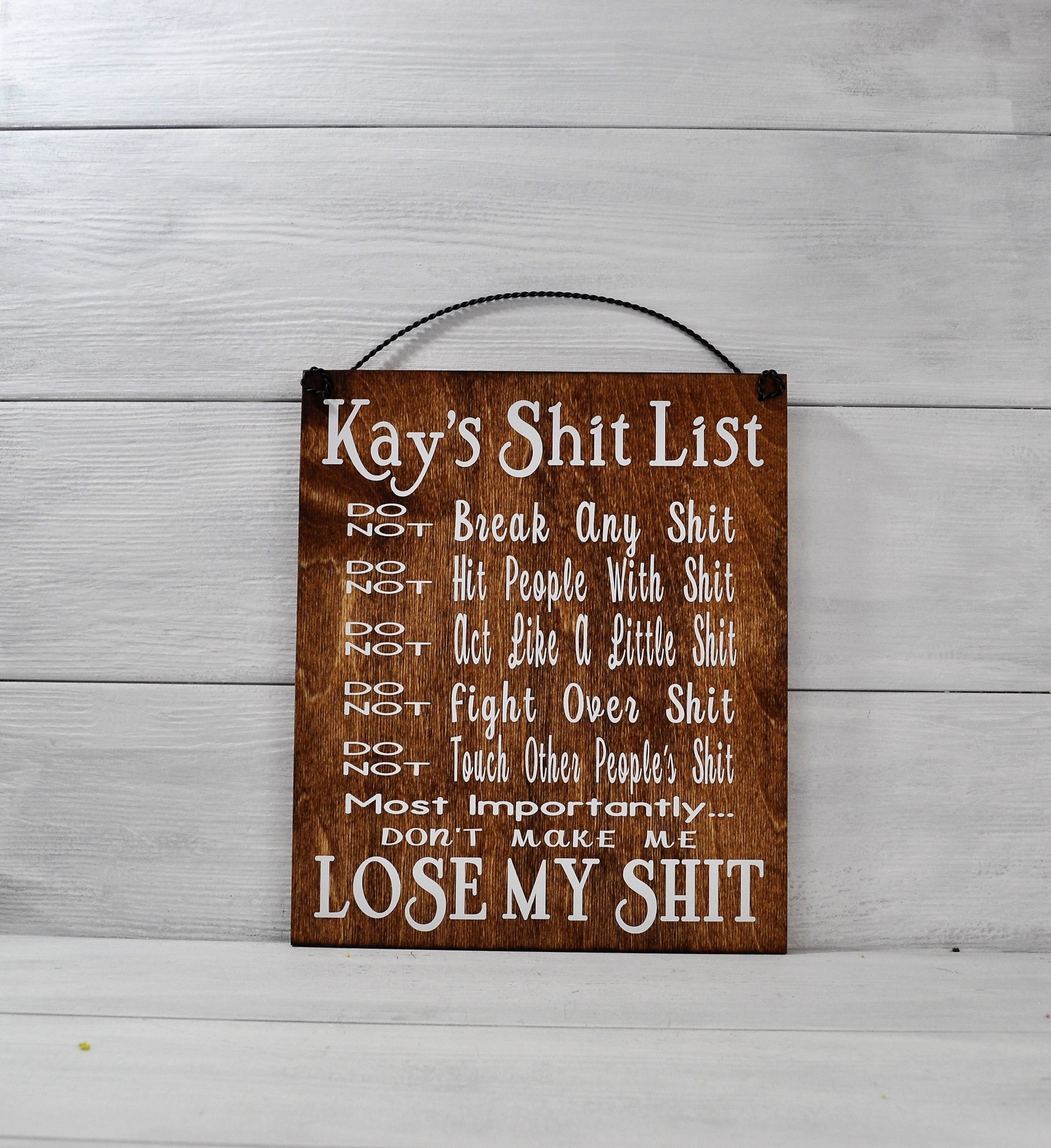 Personalized Shit List Sign . Funny Signs . Funny Gift . | Etsy