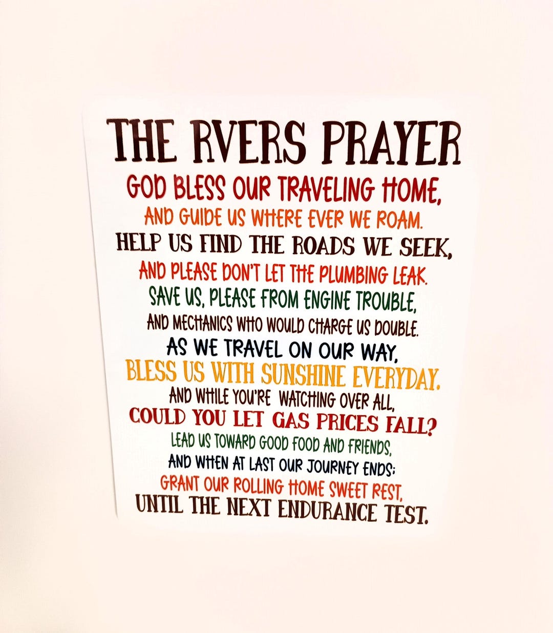 Rvers Prayer. RV Deco .camper Decor .RV Gift. Trailer Decor. Camper ...
