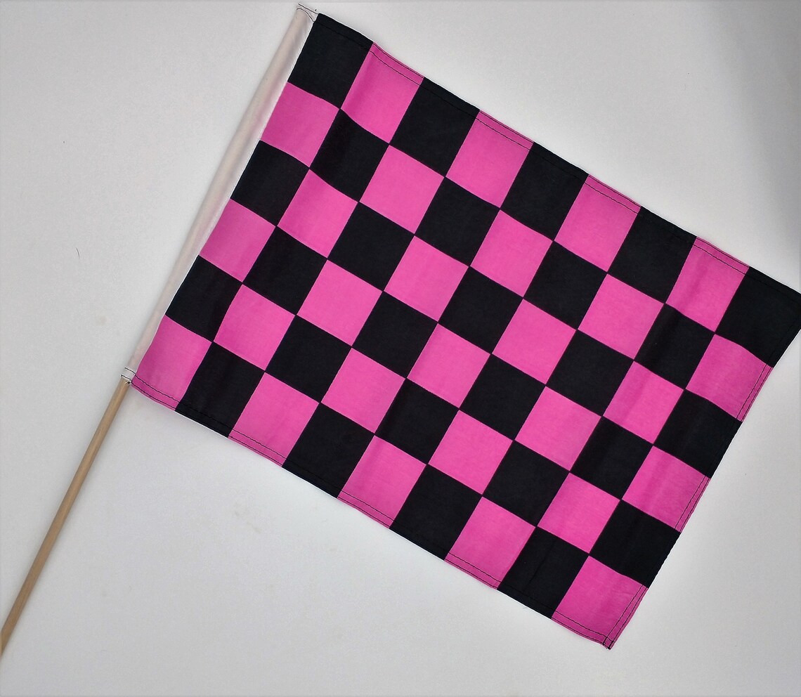 Pink & Black Checkered Racing Flag: Autograph Racetrack Toy - Etsy