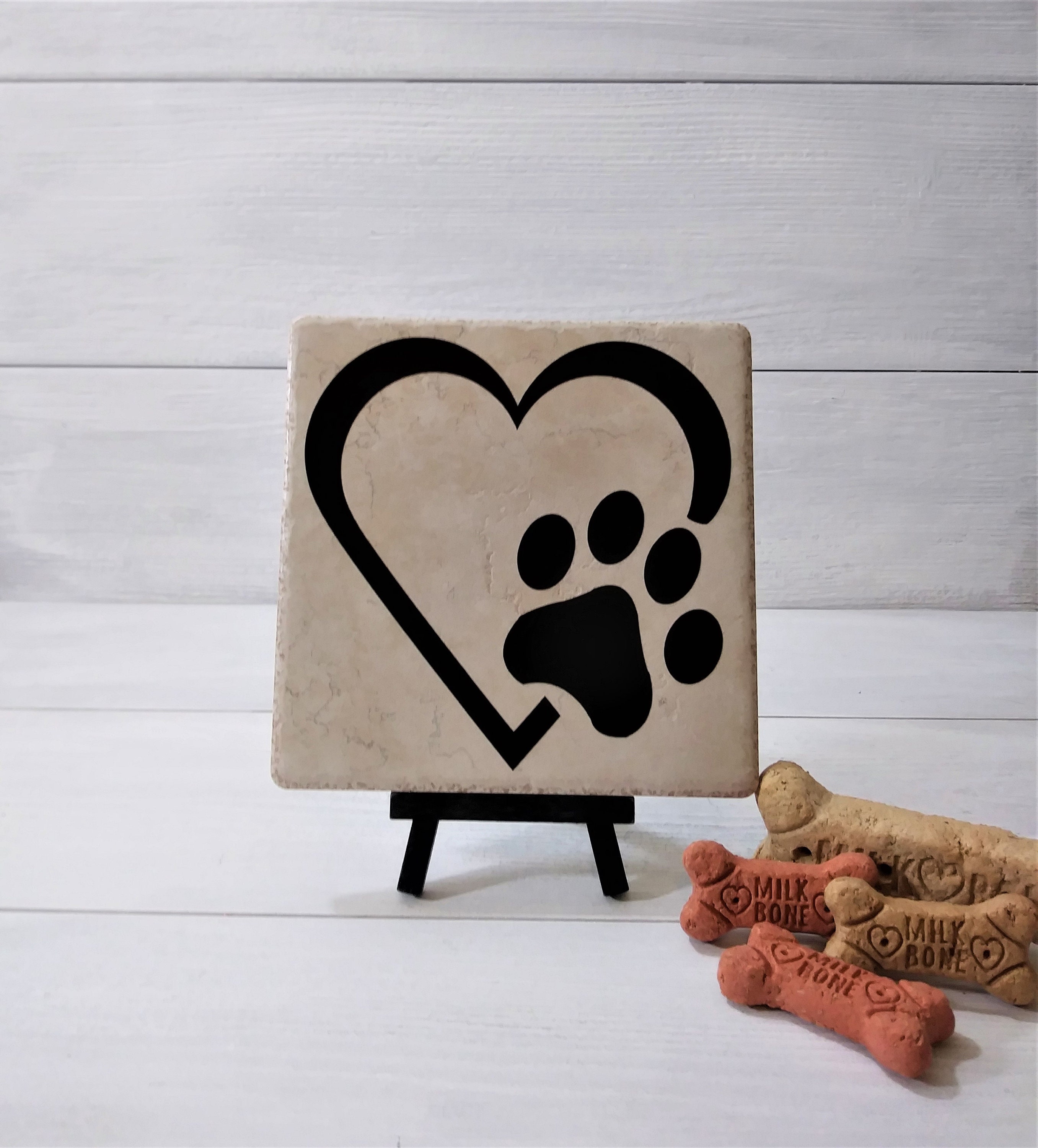 Decorative Tile Heart With Paw Print