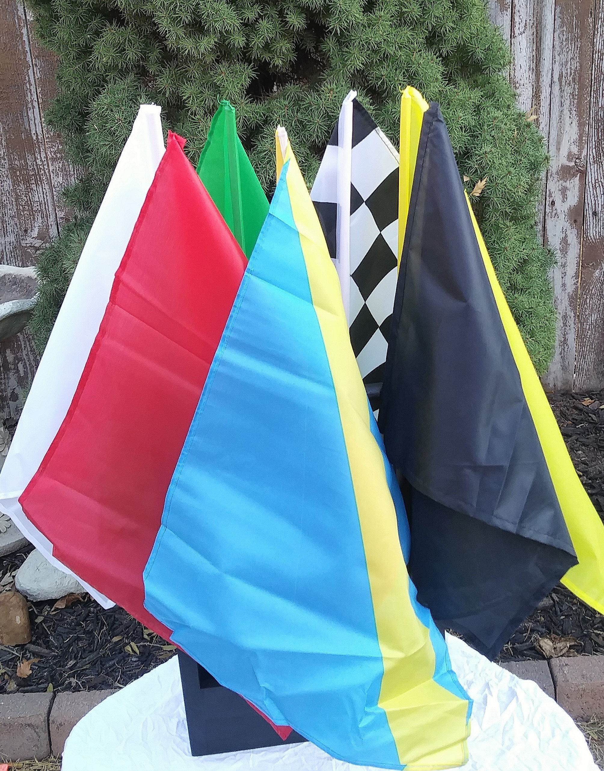 Racing Flags . Sports Gift . Set of 7 Flags With Display . Nascar ...