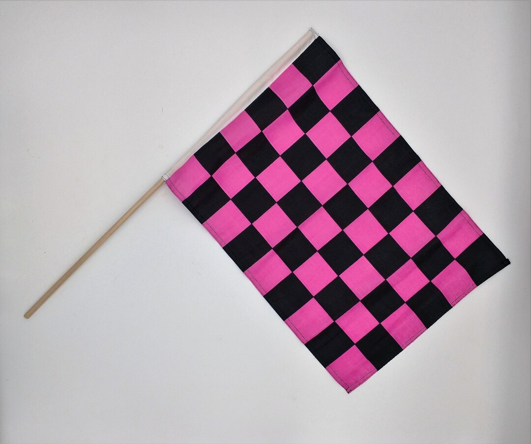 Pink & Black Checkered Racing Flag: Autograph Racetrack Toy - Etsy
