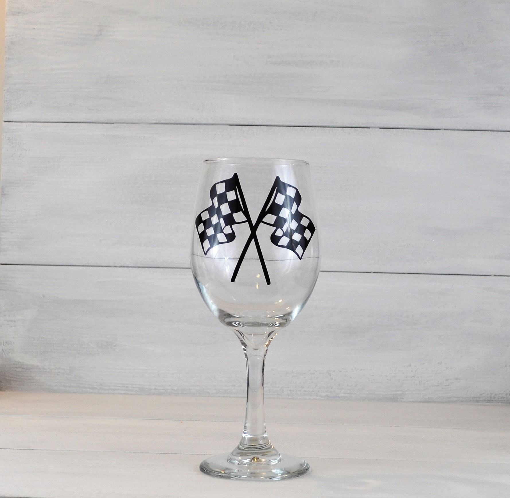 Checkered Flags Wine Glass