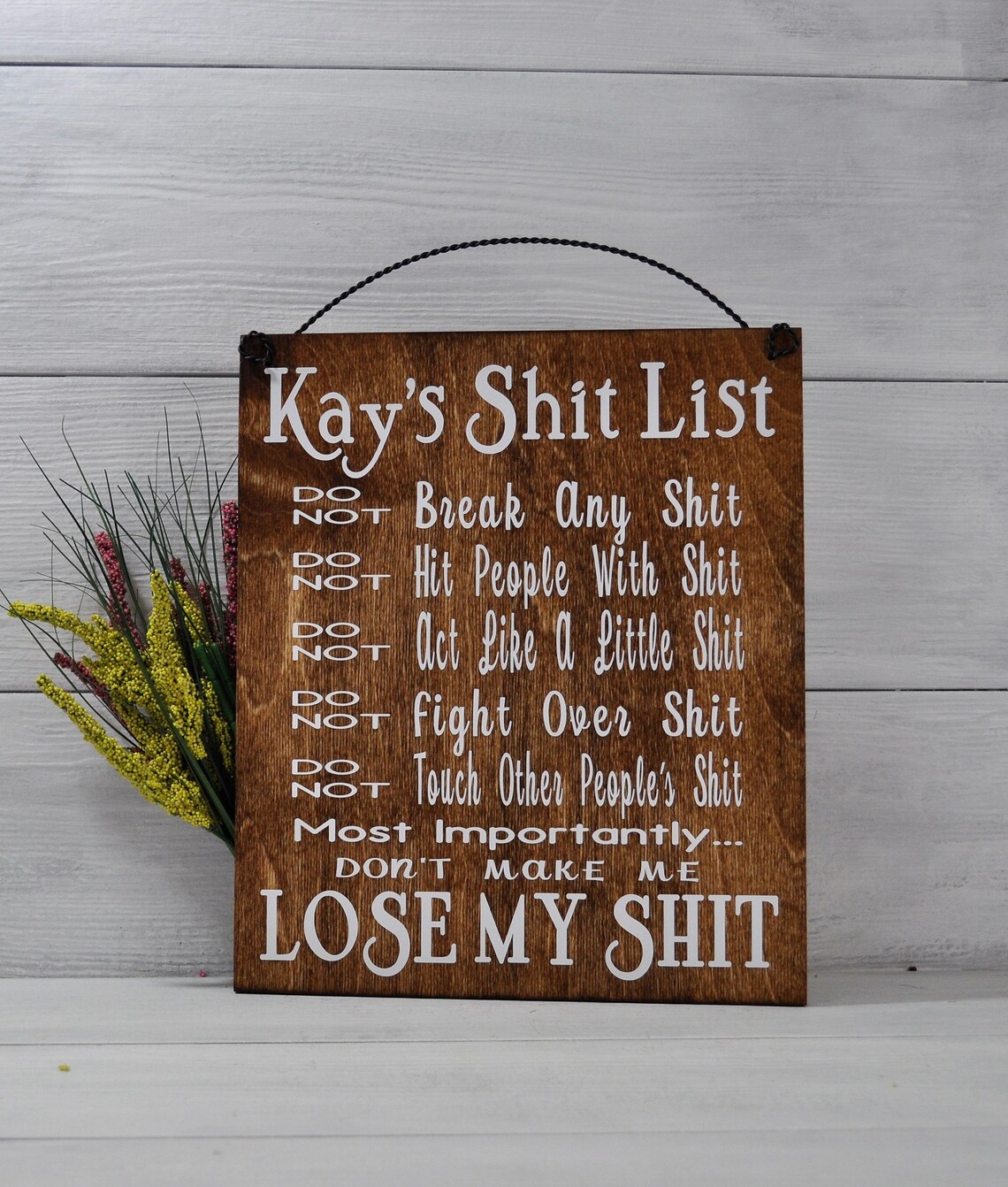 Personalized Shit List Sign . Funny Signs . Funny Gift . | Etsy
