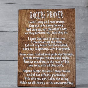 Racing . Racing Sign. Racers Prayer . Racing Decor . Wood Sign . Wall ...
