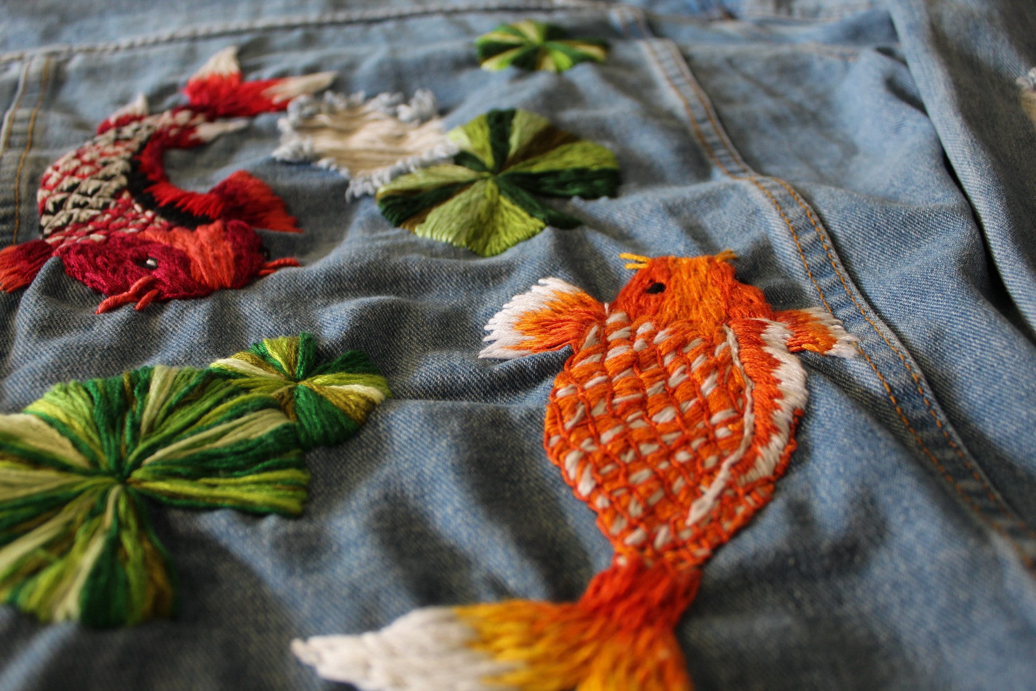 Hand Embroidered Koi Fish Jacket - Etsy