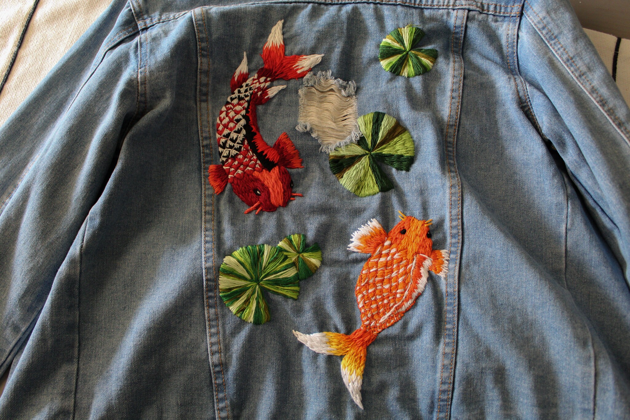 Hand Embroidered Koi Fish Jacket - Etsy