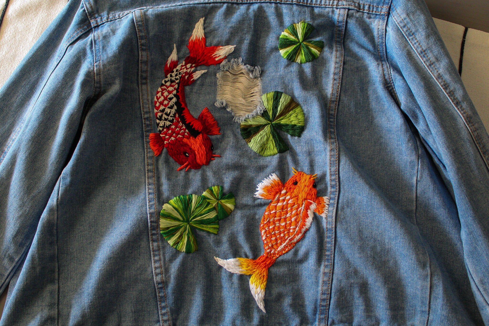 Hand Embroidered Koi Fish Jacket - Etsy