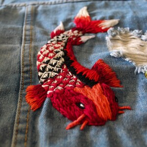 Hand Embroidered Koi Fish Jacket - Etsy