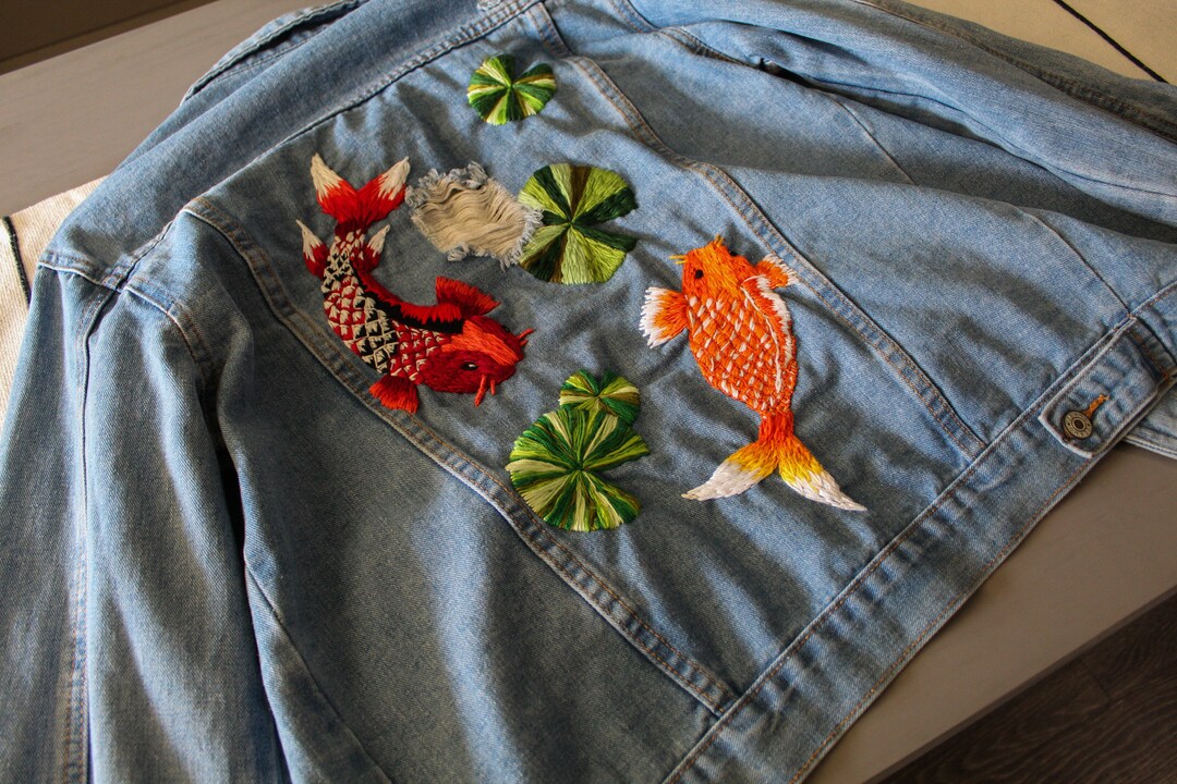 Hand Embroidered Koi Fish Jacket - Etsy