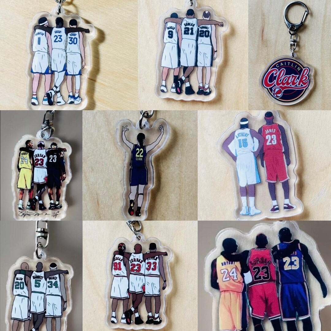 NBA NFL WNBA Acrylic Keychain Basketball Football Double Sided Souvenir ...