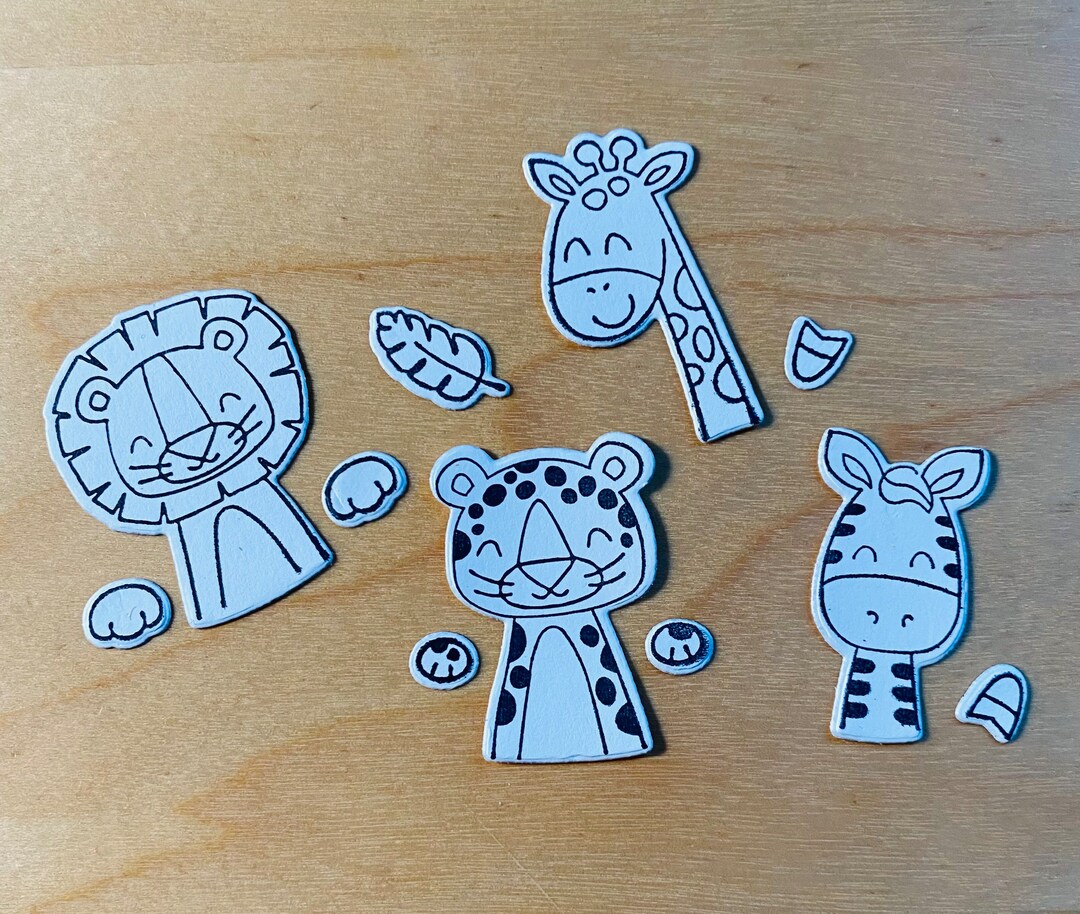 U-color Pre-stamped Party Animals Cuts Art Journal Collage Card Die ...