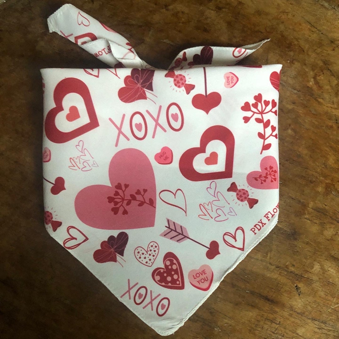 PDX Flower Power "red & Pink Heart Valentine Love", Cute Dog Bandanas ...