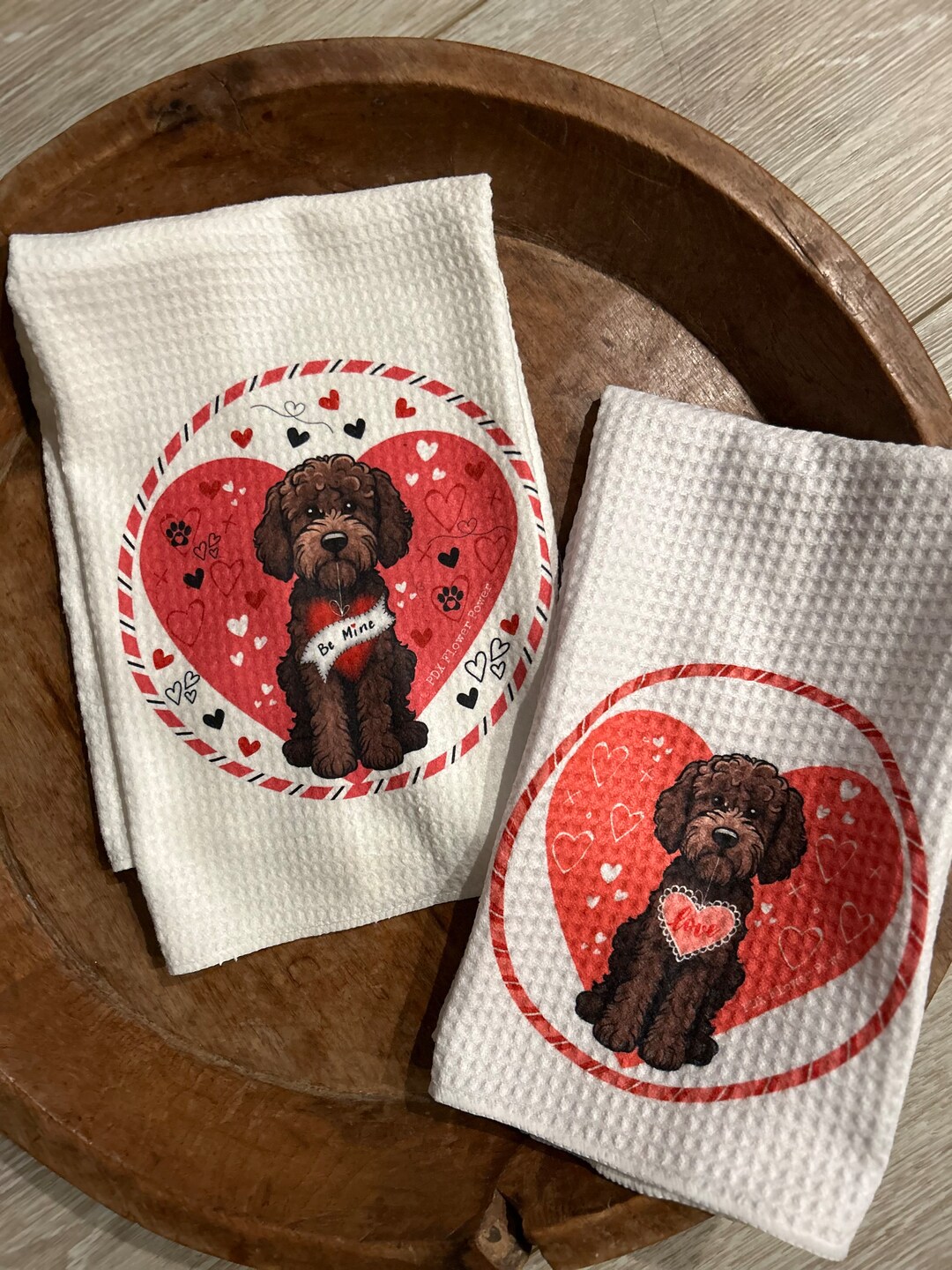 Doodle Love Towel Set, Valentine's Day Gift, Dog Lover Gift ...