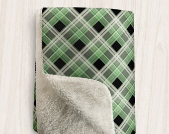 Green white blanket | Etsy