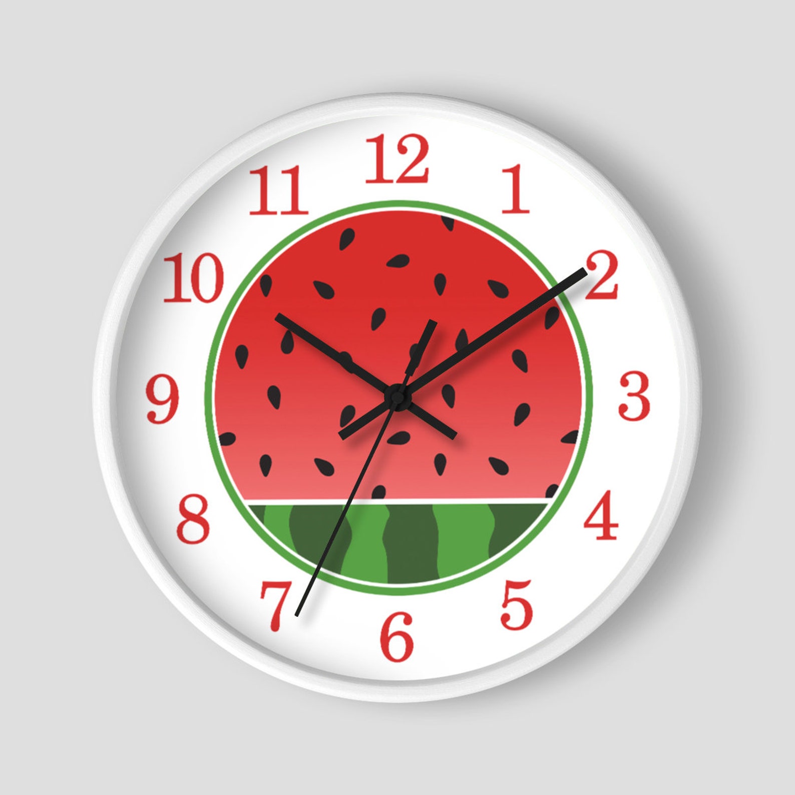 Watermelon Wall Clock Red Green Fruit Food Clock Design With - Etsy
