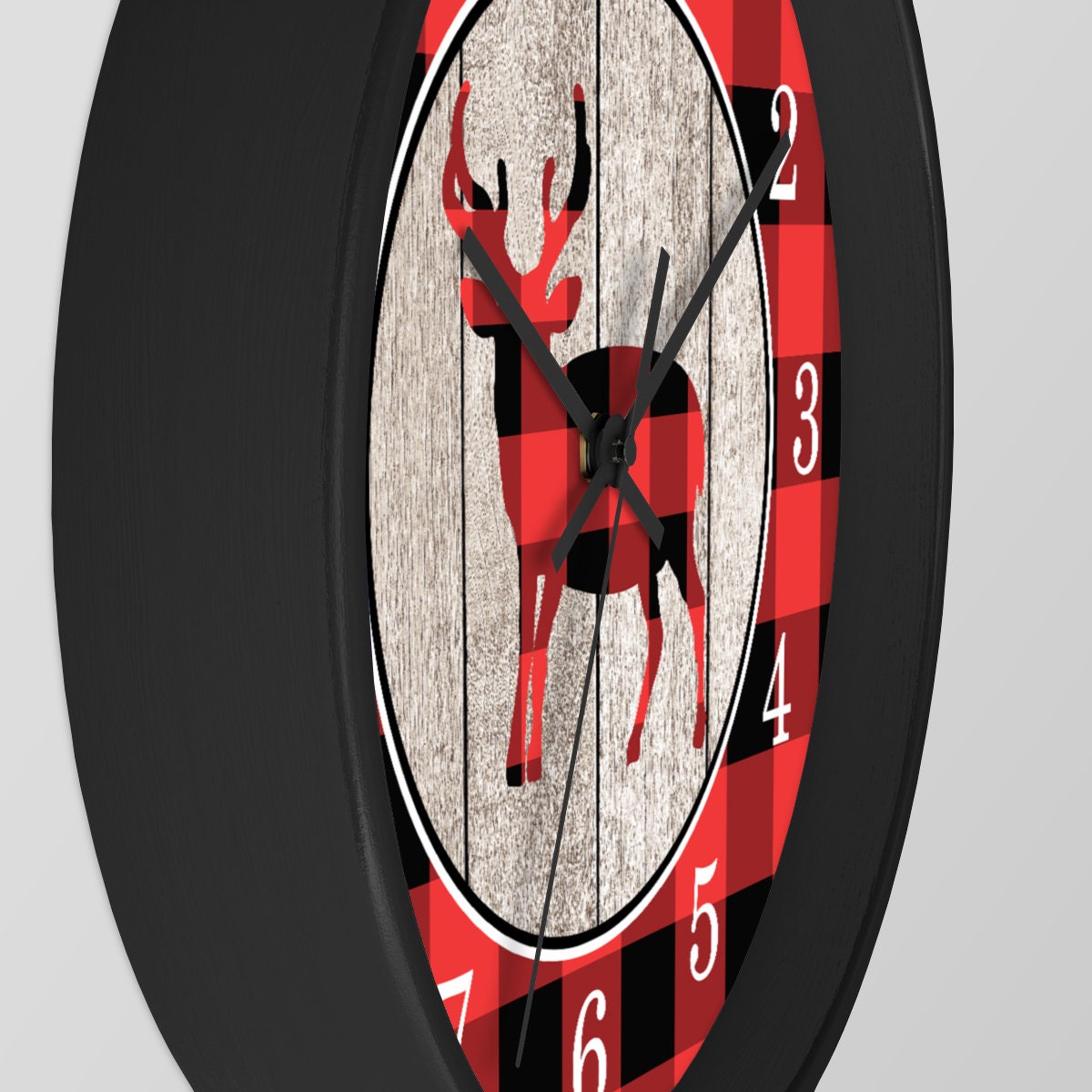 Home & Living 10 Inch Buffalo Plaid Country Cabin Style Bear Wall Clock ...