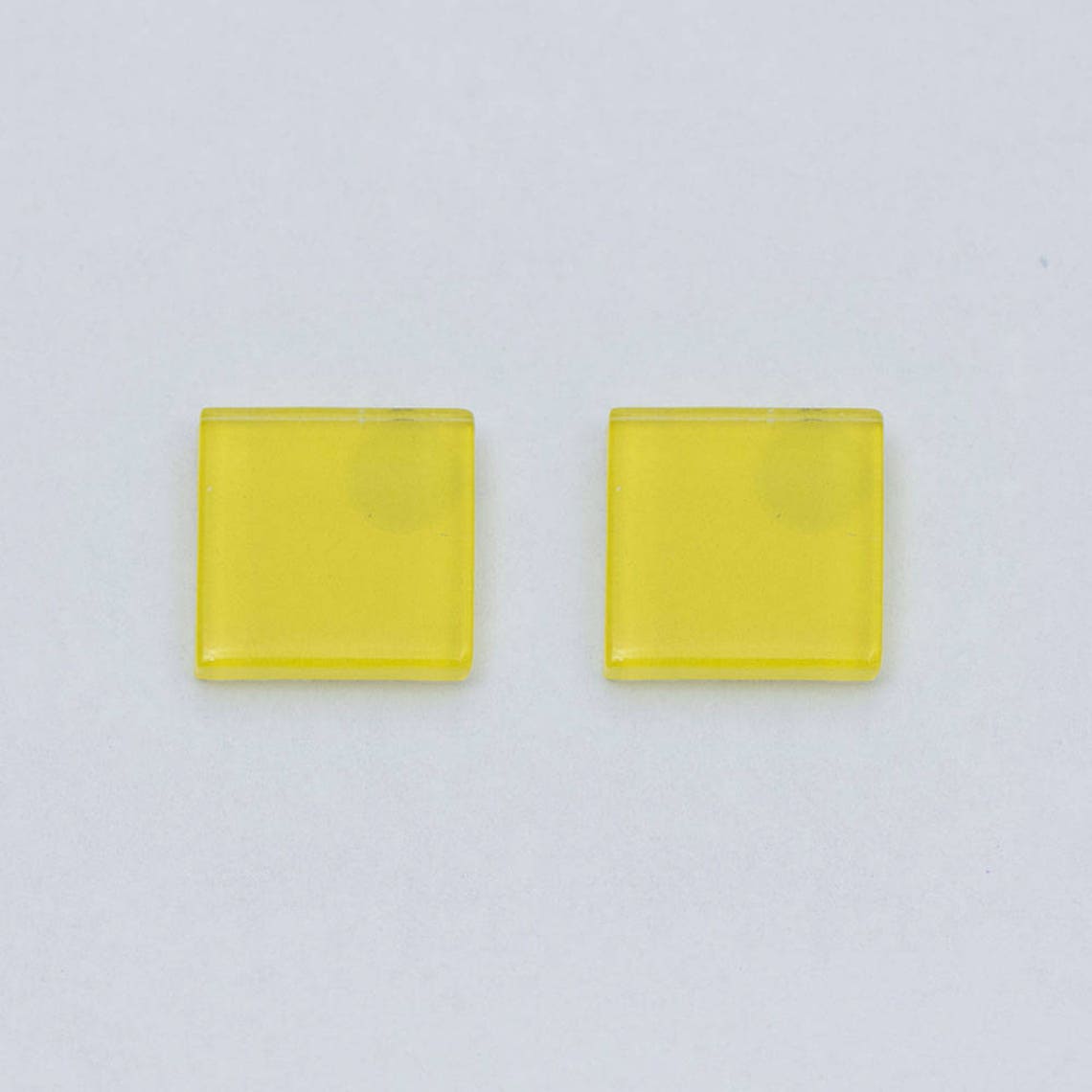 Yellow Stud Earrings Modern Square Stud Glass Yellow Stud - Etsy