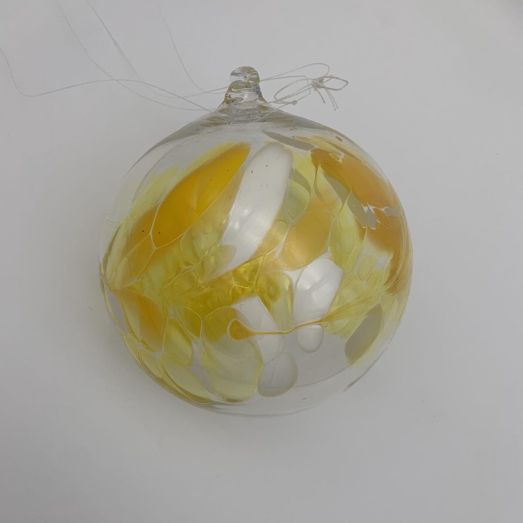 XL Murano Glass Ball Window Decoration - Clear Transparent Yellow White ...