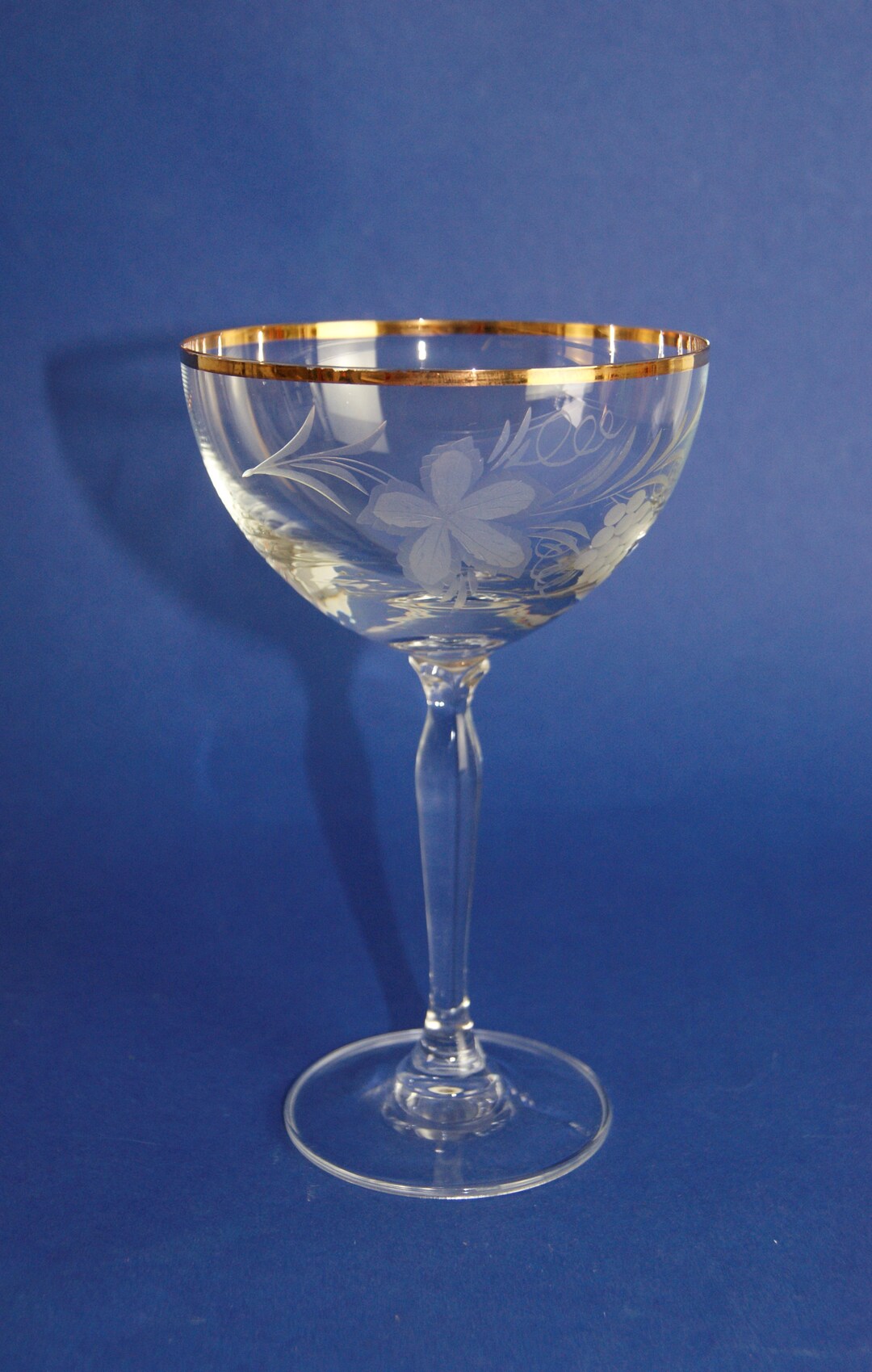 Glass Goblet Cup Cup Bowl M Stem Base Gold Rim Cut Grapevine 18 Cm - Etsy