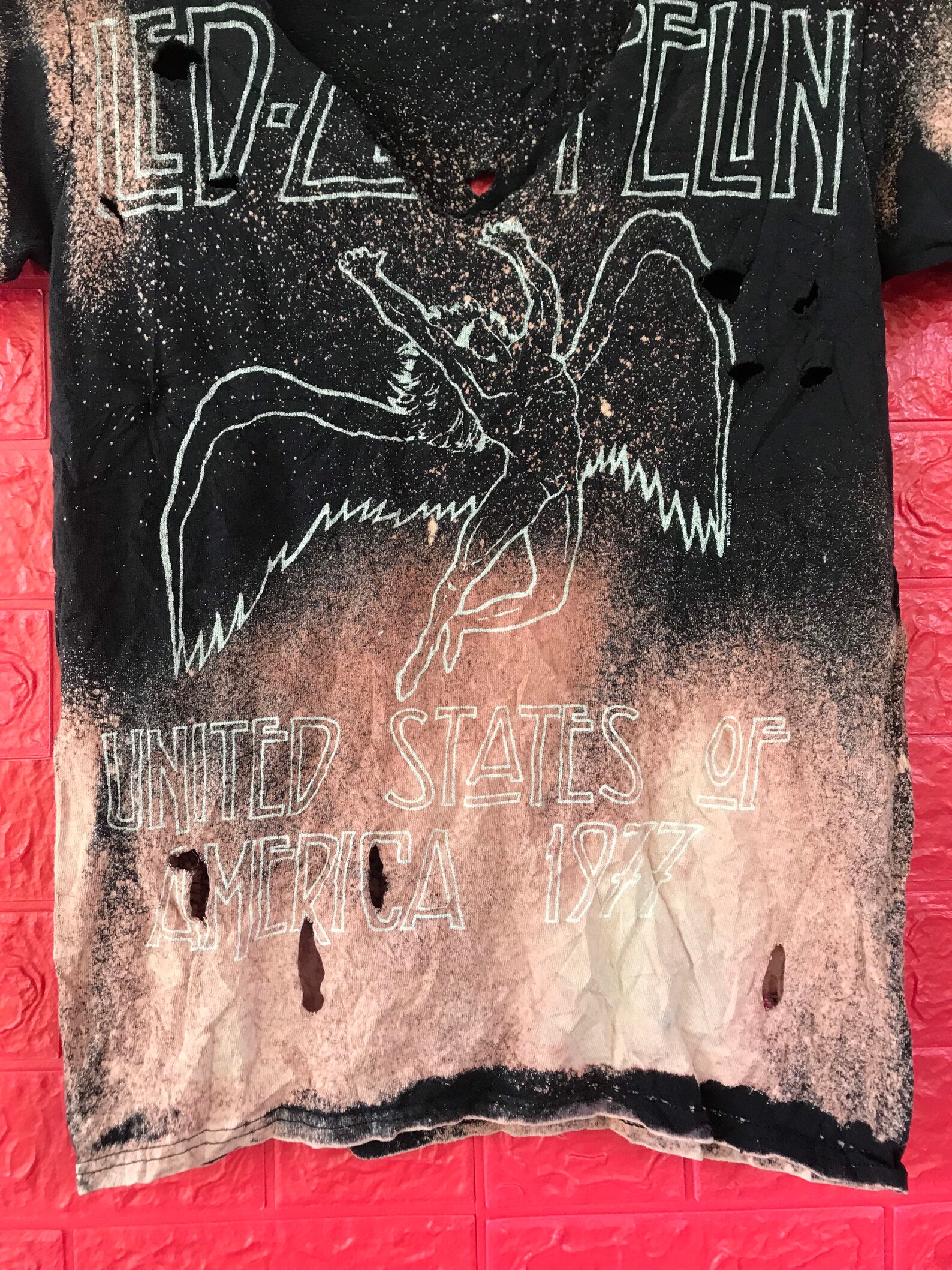 Vtg Led Zeppelin Acid Wash Distress Tshirt Sz M | Etsy