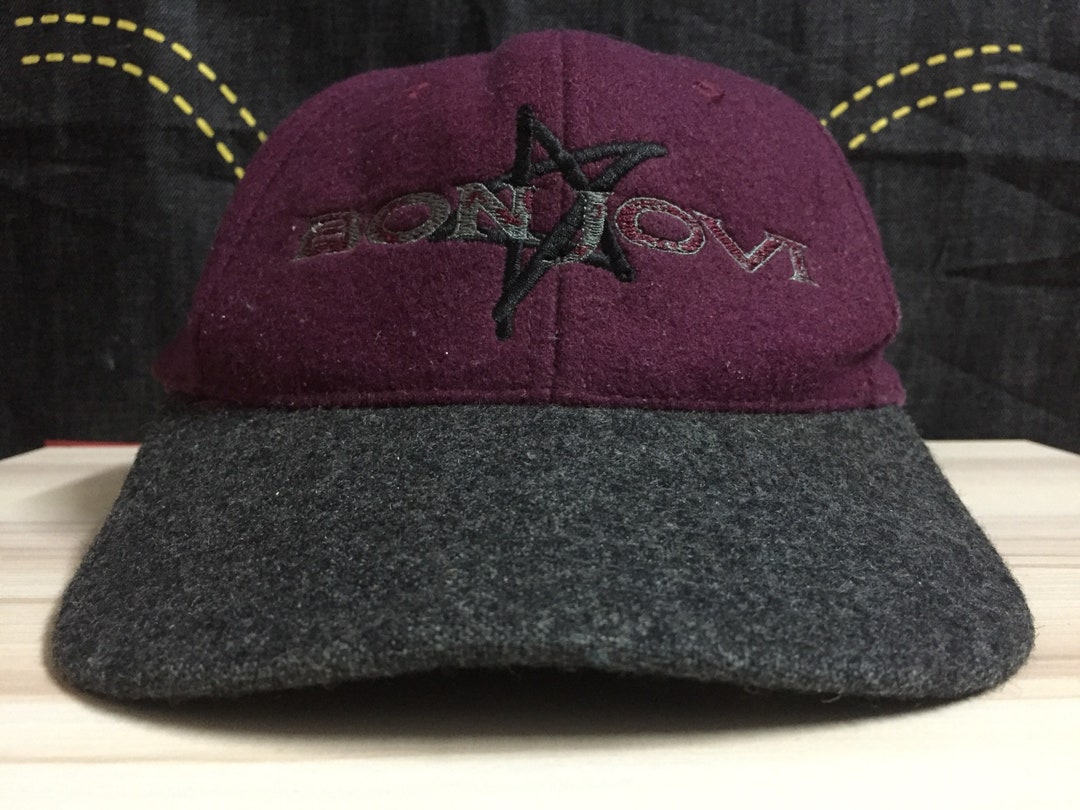 Rare!! Vintage 90s Bon Jovi Band Spell Out Embroidery Cap Hats - Etsy ...
