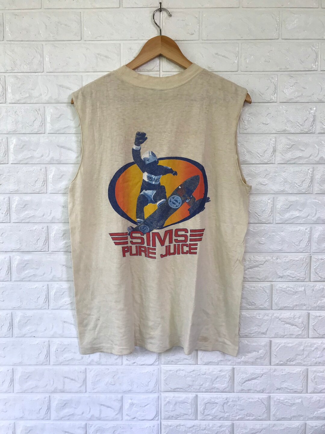 Rare!!! VTG 70s Sims Pure Juice Skateboards Crop Sleeve Paperthin ...