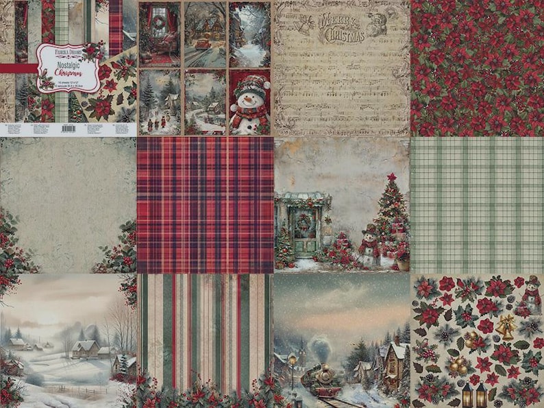 Nostalgic Christmas Scrapbook Paper Set: Double-sided Xmas Card Making ...