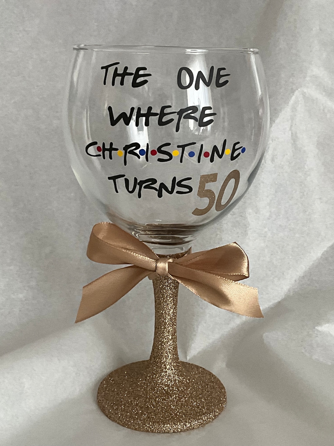 Personalised gin glass, 50th birthday glass, 50th birthday, glitter ...