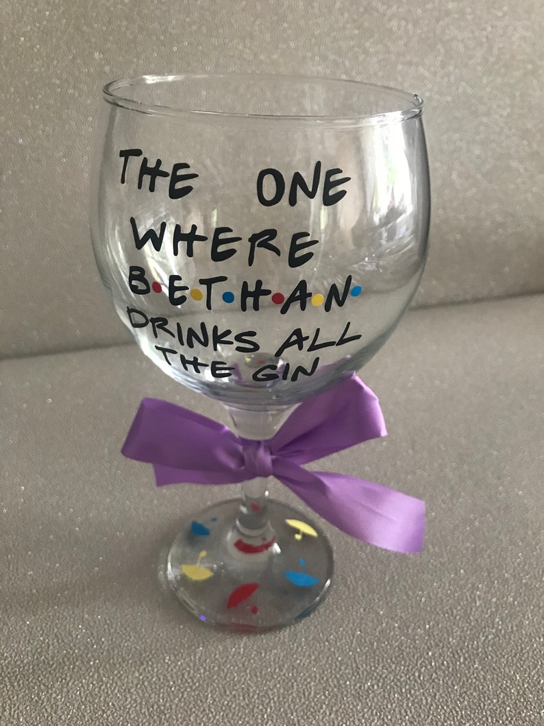 Friends gift gin glass personalised gin glass sister gift | Etsy
