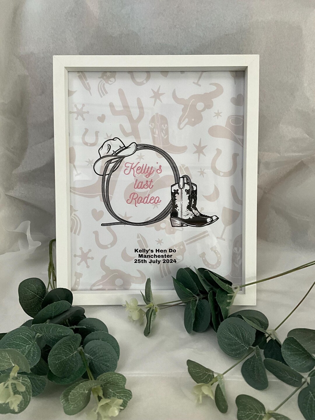 Personalised Hen Party Frame, Hen Party Guest Frame, Rodeo Themed Hen ...